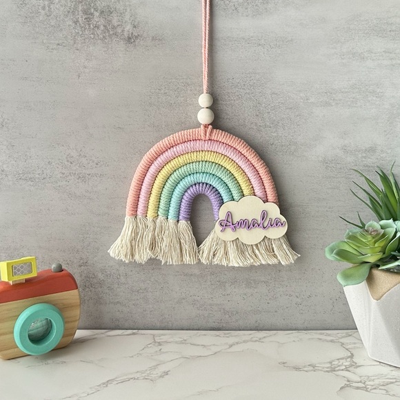 Hand Crafted | Wall Decor | Handmade Macrame Rainbow Wall Hanging With ...